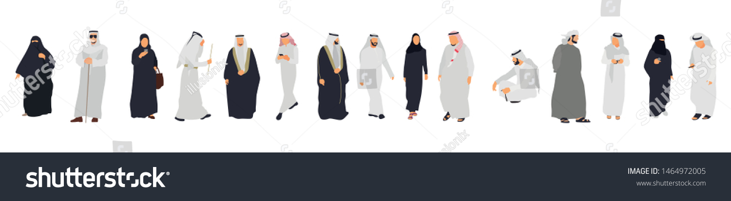 Arab People Isolated Characters Flat Illustration: เวกเตอร์สต็อก (ปลอด ...