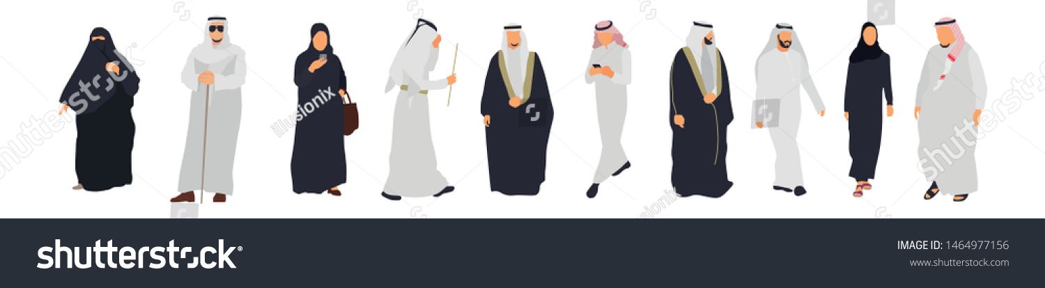 Arab People Isolated Characters Flat Illustration Stock Vector (Royalty ...
