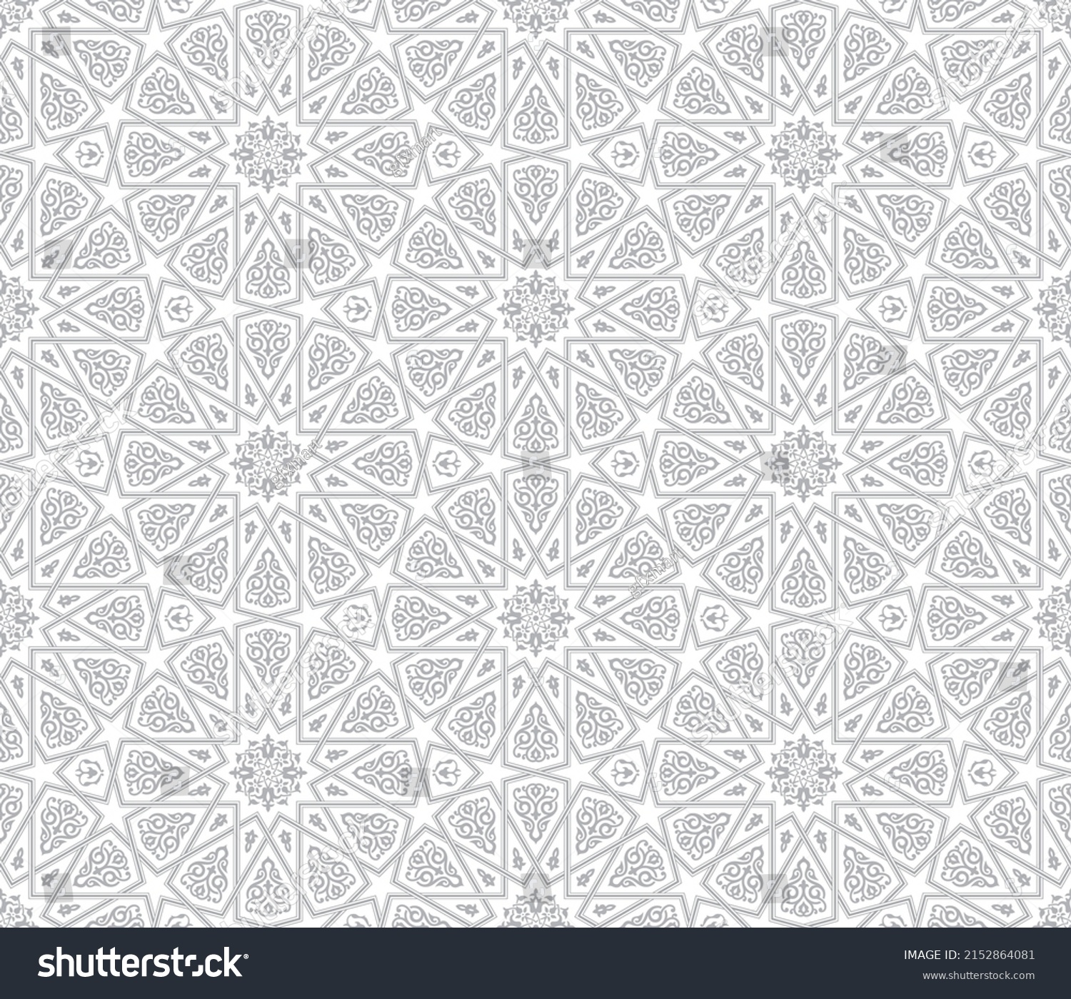 Arabesque Ornament Pattern Light Grey Background Stock Vector (Royalty ...