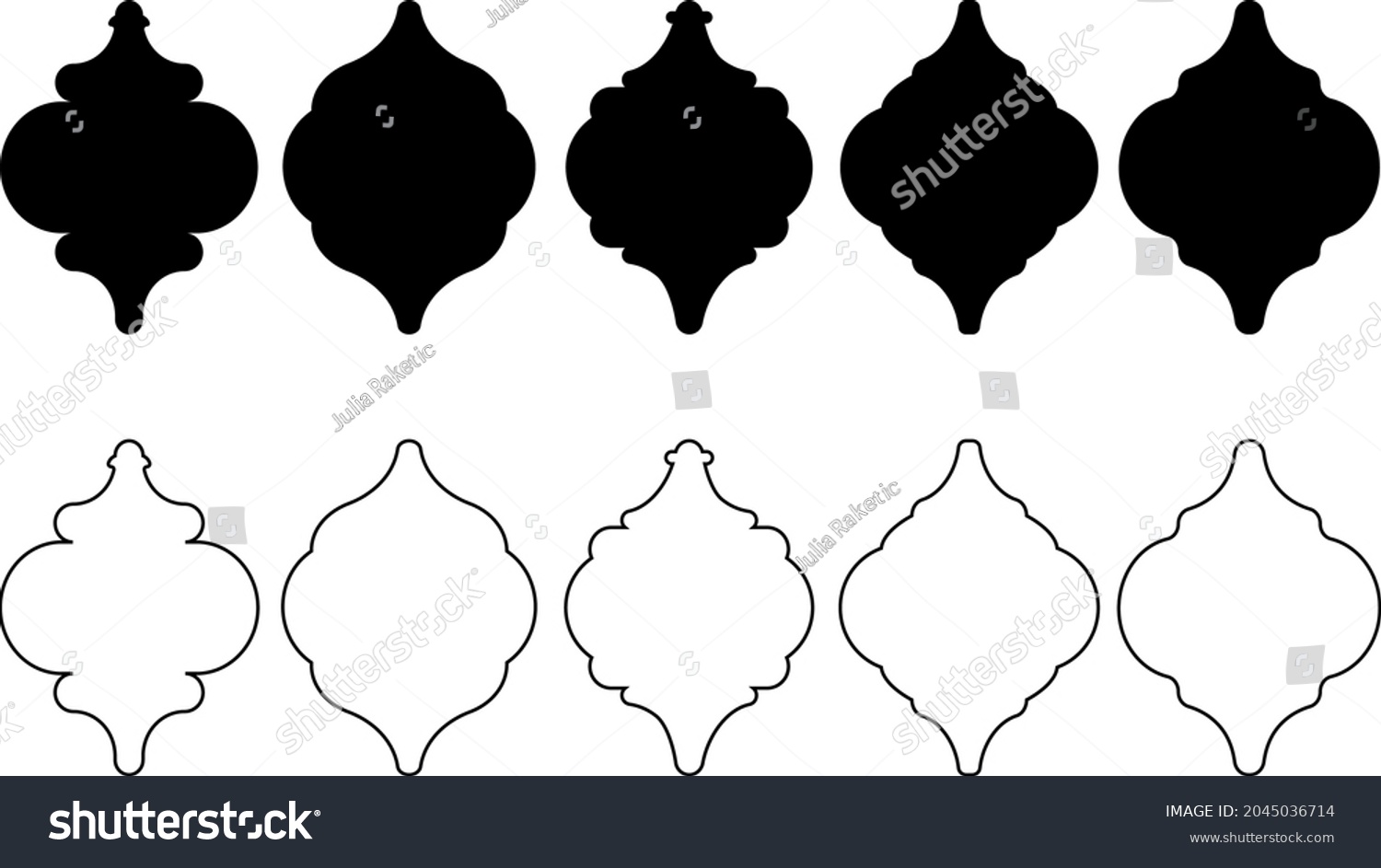 Arabesque Silhouettes Cut Files Set Classic Stock Vector (Royalty Free ...