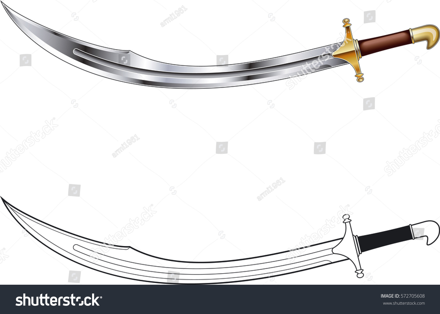 Arabian Scimitar Swords Stock Vector (Royalty Free) 572705608 ...