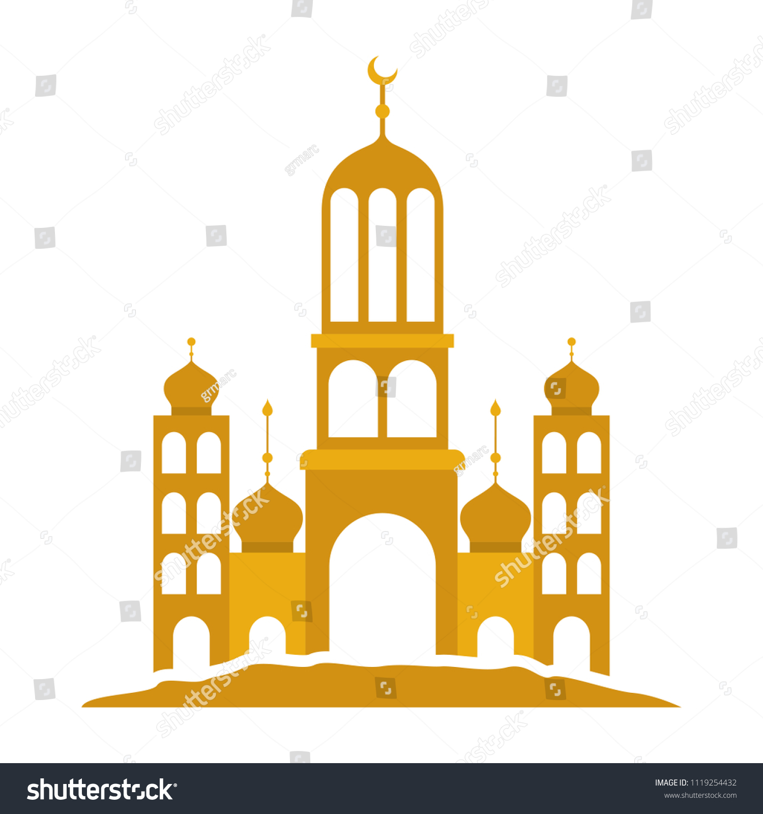 Arabic Castle Tower Moon Stock Vector (Royalty Free) 1119254432 ...