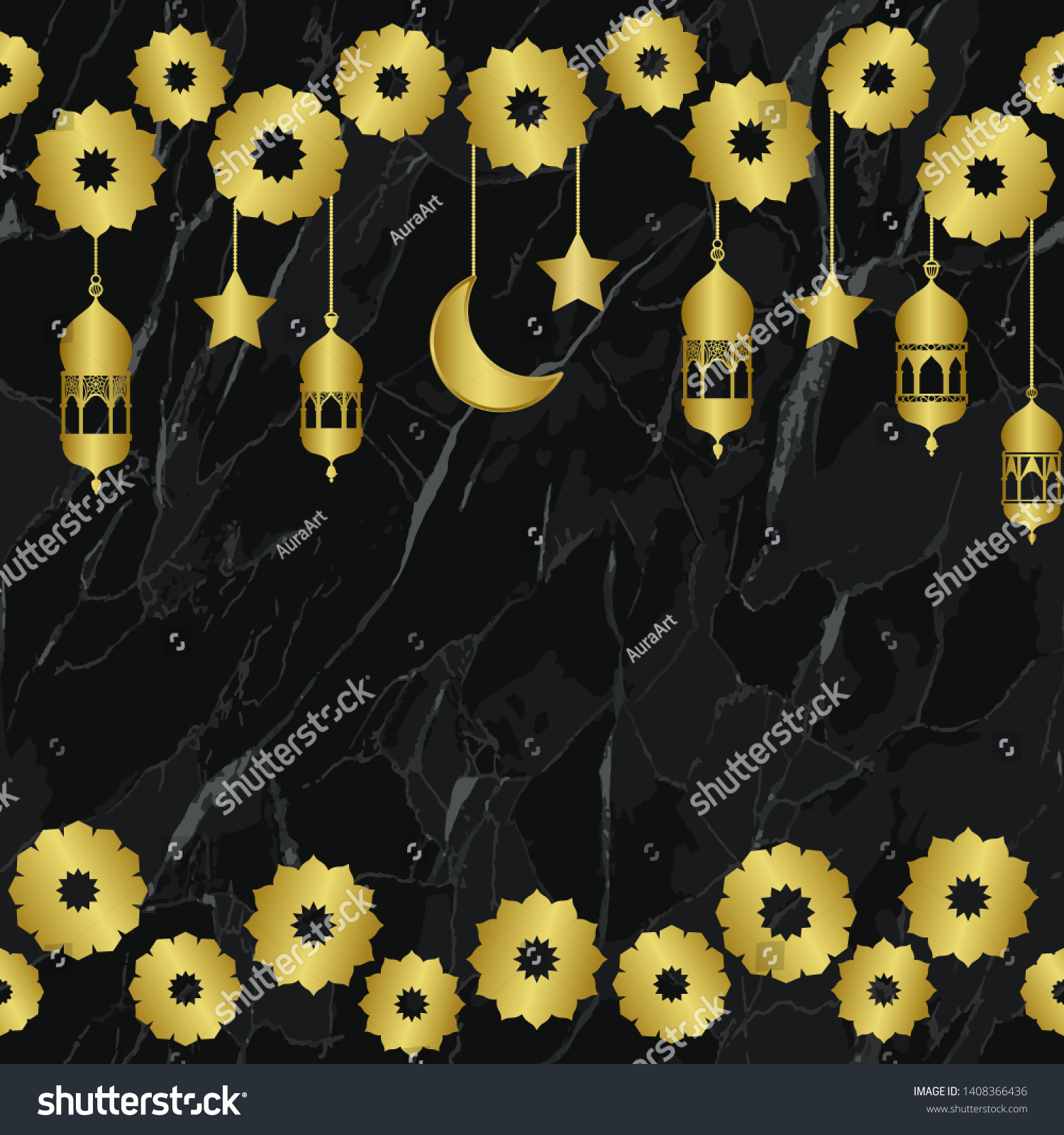 Arabic Golden Marble Seamless Pattern Stock Vector (Royalty Free ...
