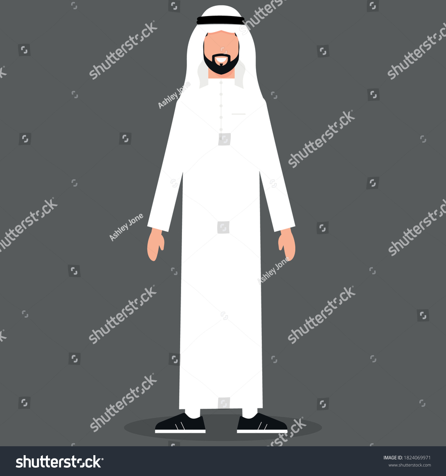 Arabic Man Character Vector Illustration Stock Vector (Royalty Free ...