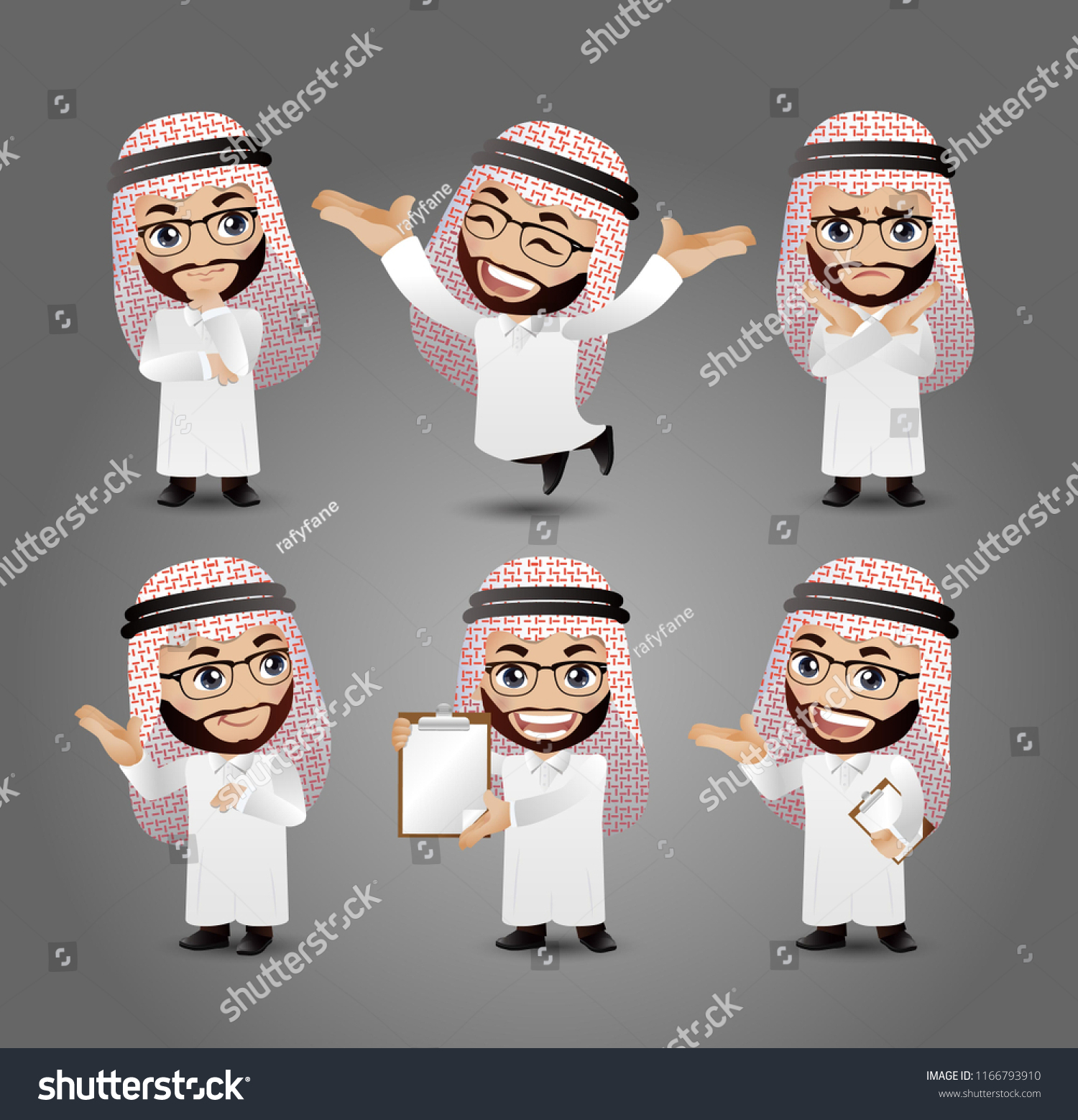 Arabic Men Different Poses: vetor stock (livre de direitos) 1166793910 ...
