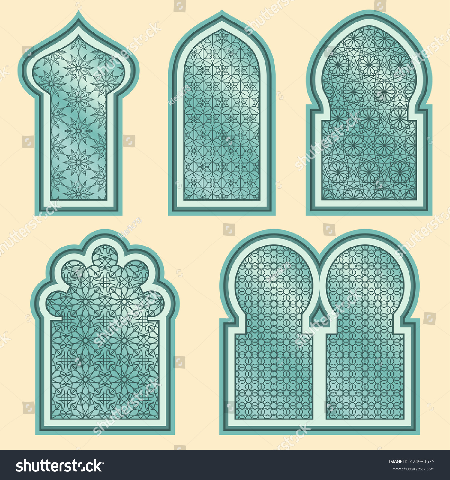 Arabic Islamic Windows Set Vector Illustration: vetor stock (livre de ...