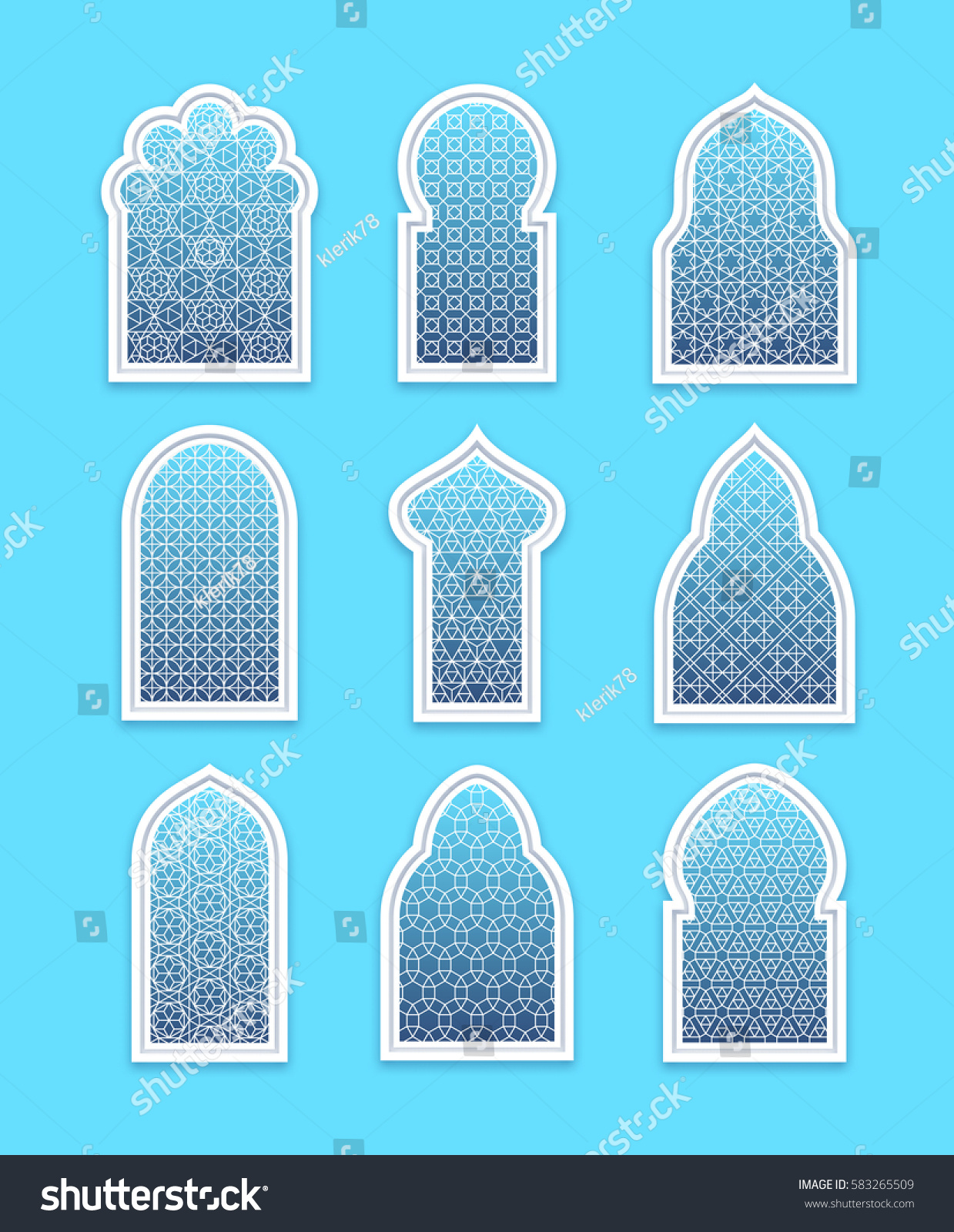 Arabic Islamic Windows Set Vector Illustration: เวกเตอร์สต็อก (ปลอดค่า ...