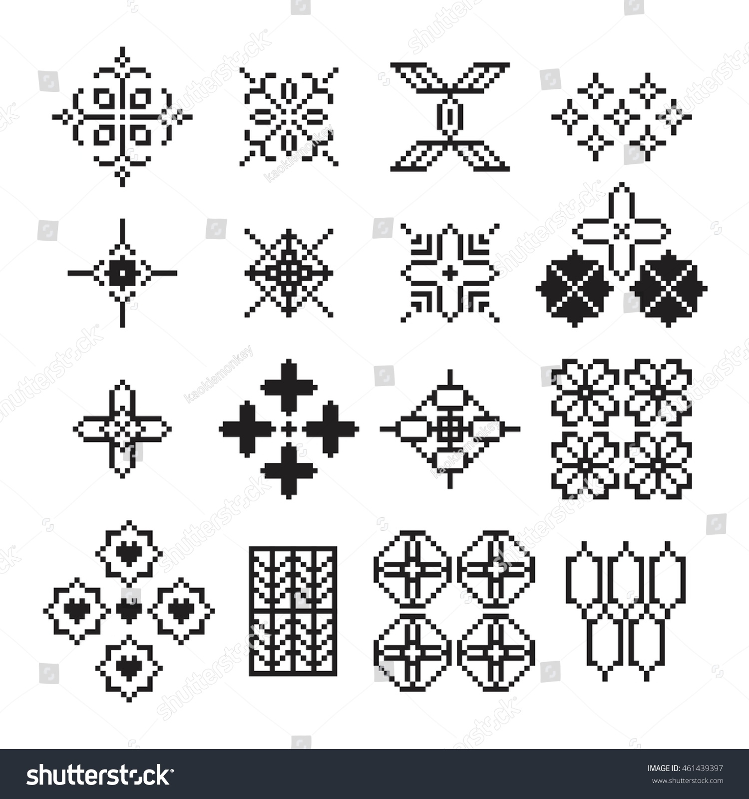 Arabic Pixel Ornament Vector Set Stock Vector (Royalty Free) 461439397