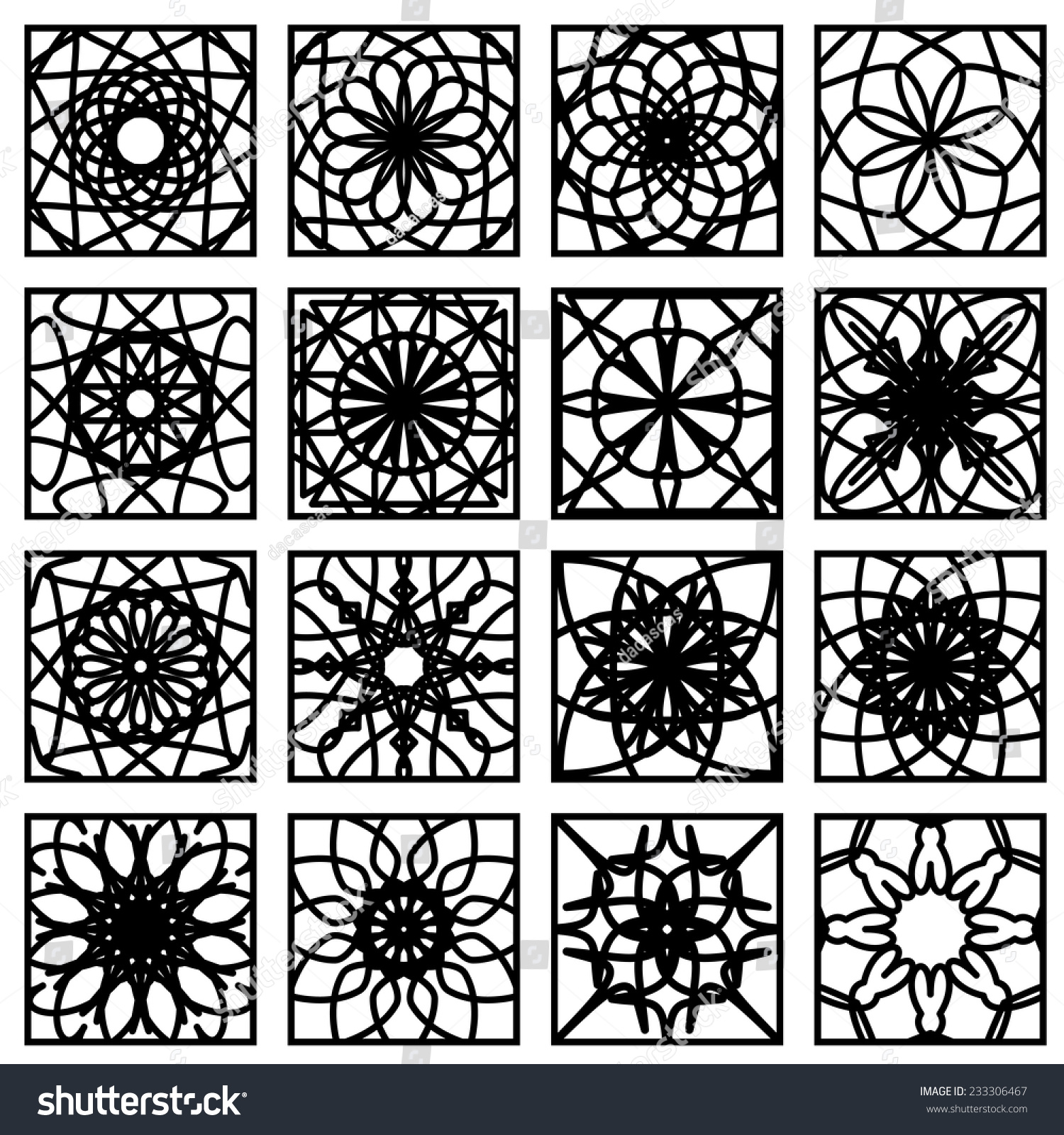 Arabic Square Ornament Set Vector Patterns Stock Vector (Royalty Free ...
