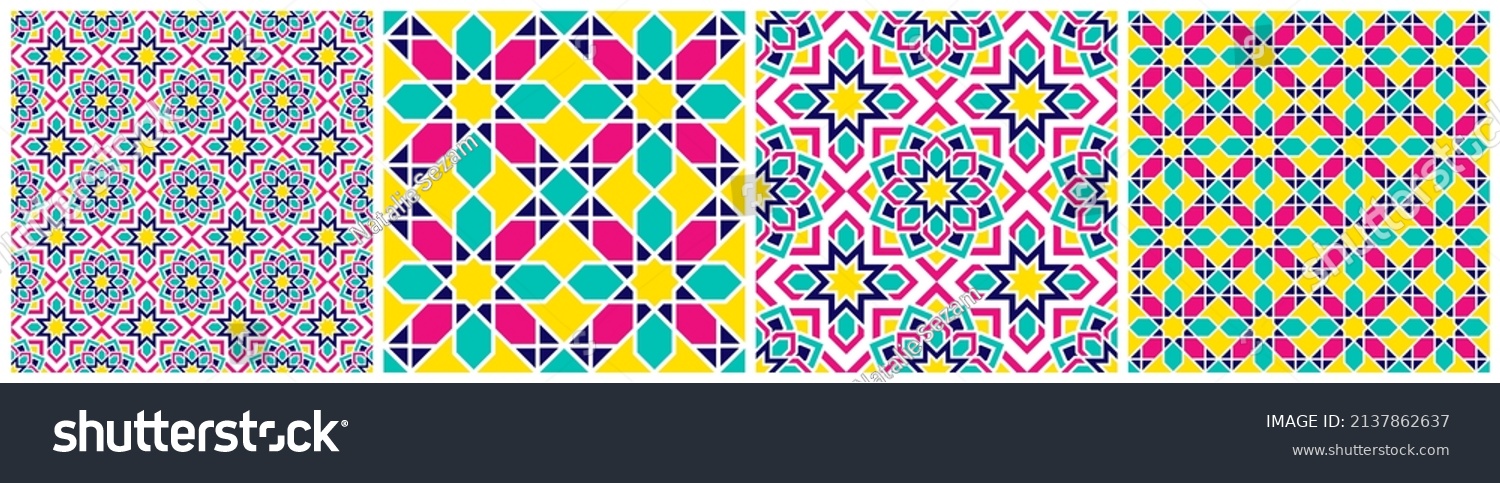 Arabic Vector Seamless Patterns Set Repeated Stock Vector (Royalty Free ...