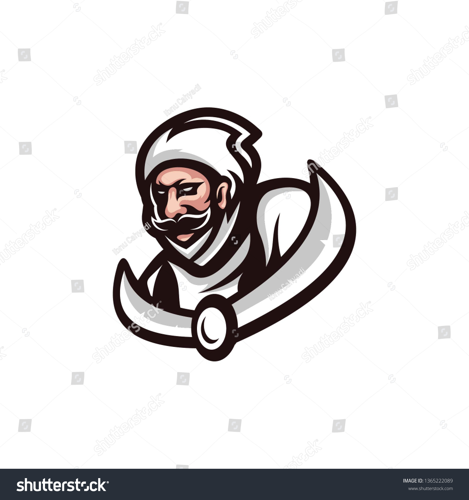 Arabic Warrior Vector Illustration Mascot Logo Stock Vector (Royalty ...