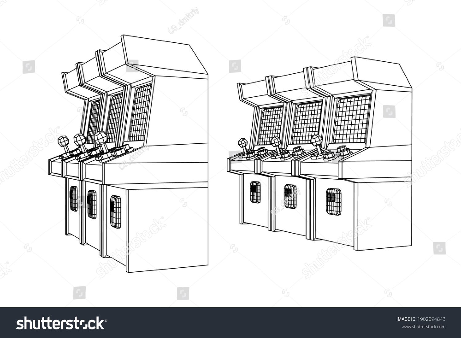 Arcade Retro Game Machine Wireframe Low Stock Vector (Royalty Free ...