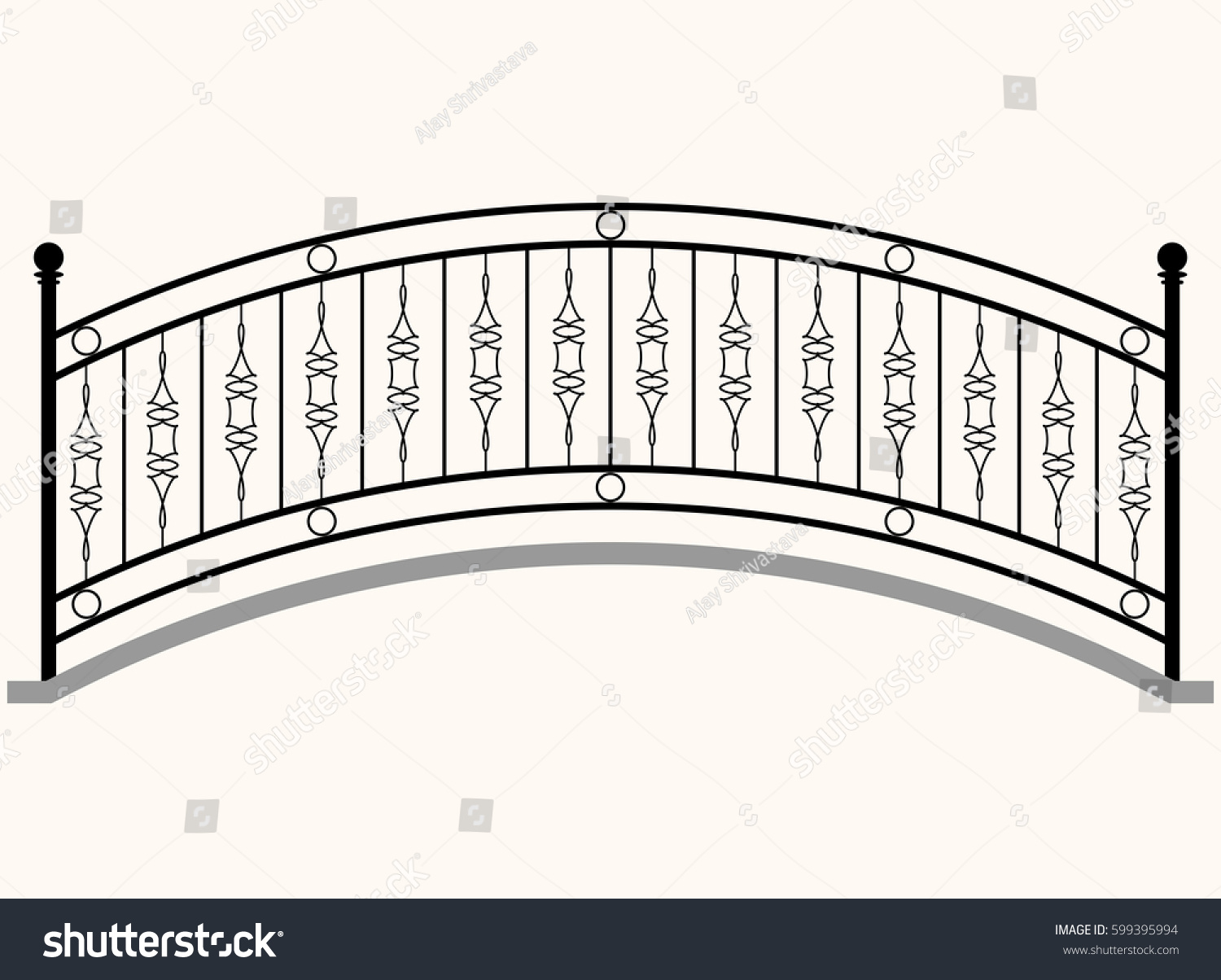 Arch Bridge Railing Vector Illustration Stock Vector (Royalty Free ...