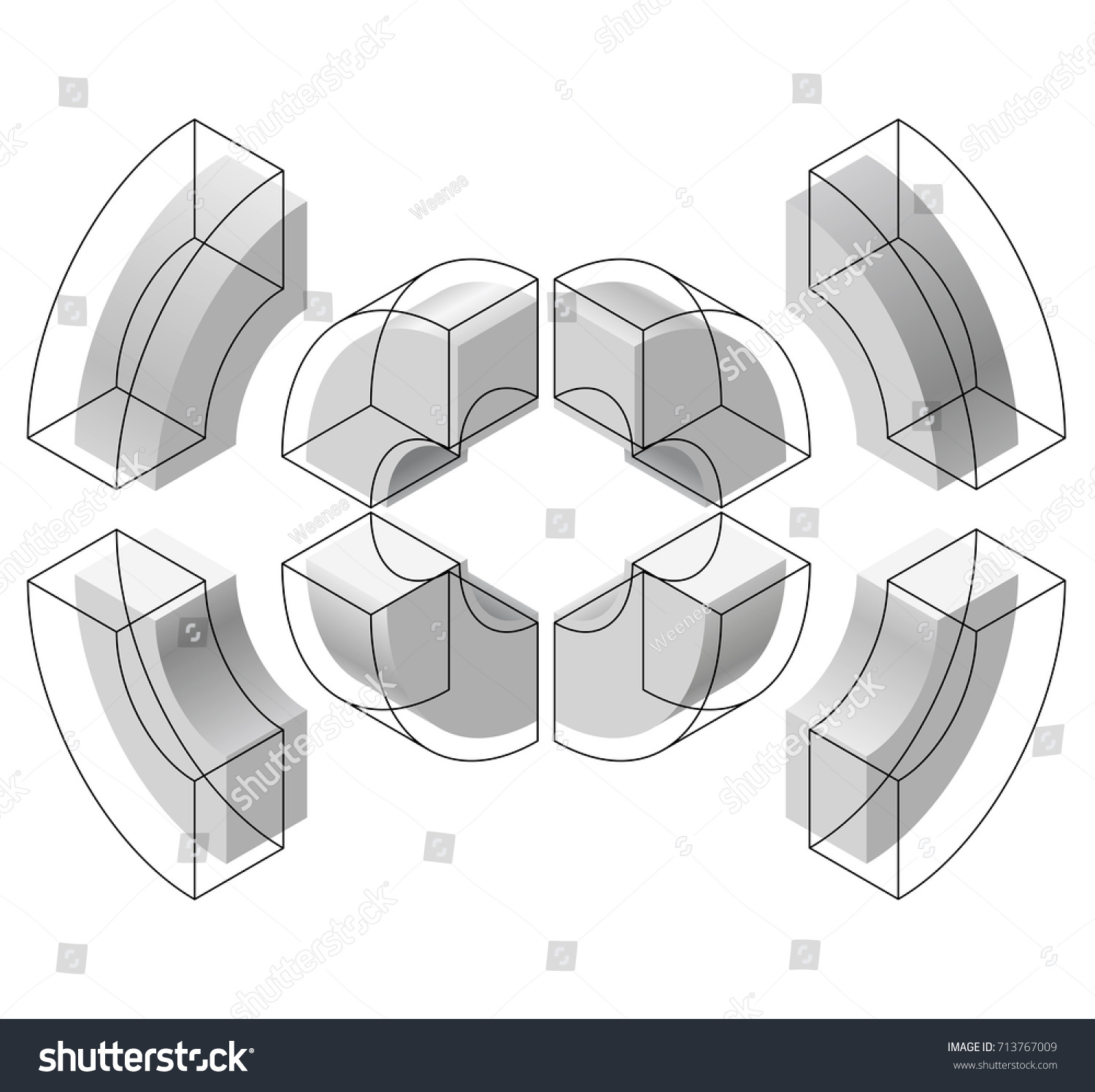 Arched Shapes Isometric Perspective Isolated On Stock Vector (Royalty ... Arched Shapes Isometric Perspective Isolated On Stock Vector (Royalty ...