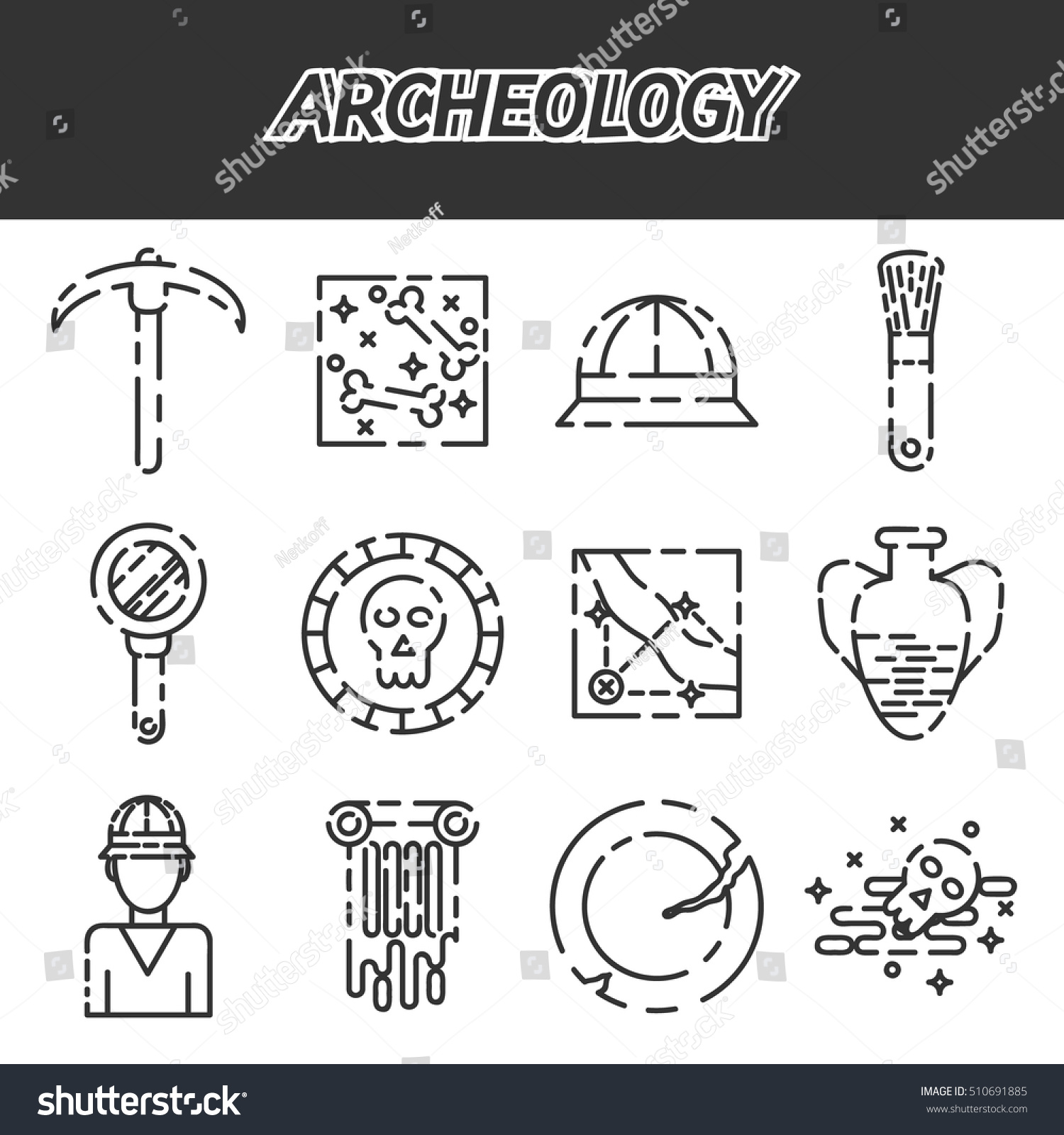 Archeology Icon Set Stock Vector (Royalty Free) 510691885