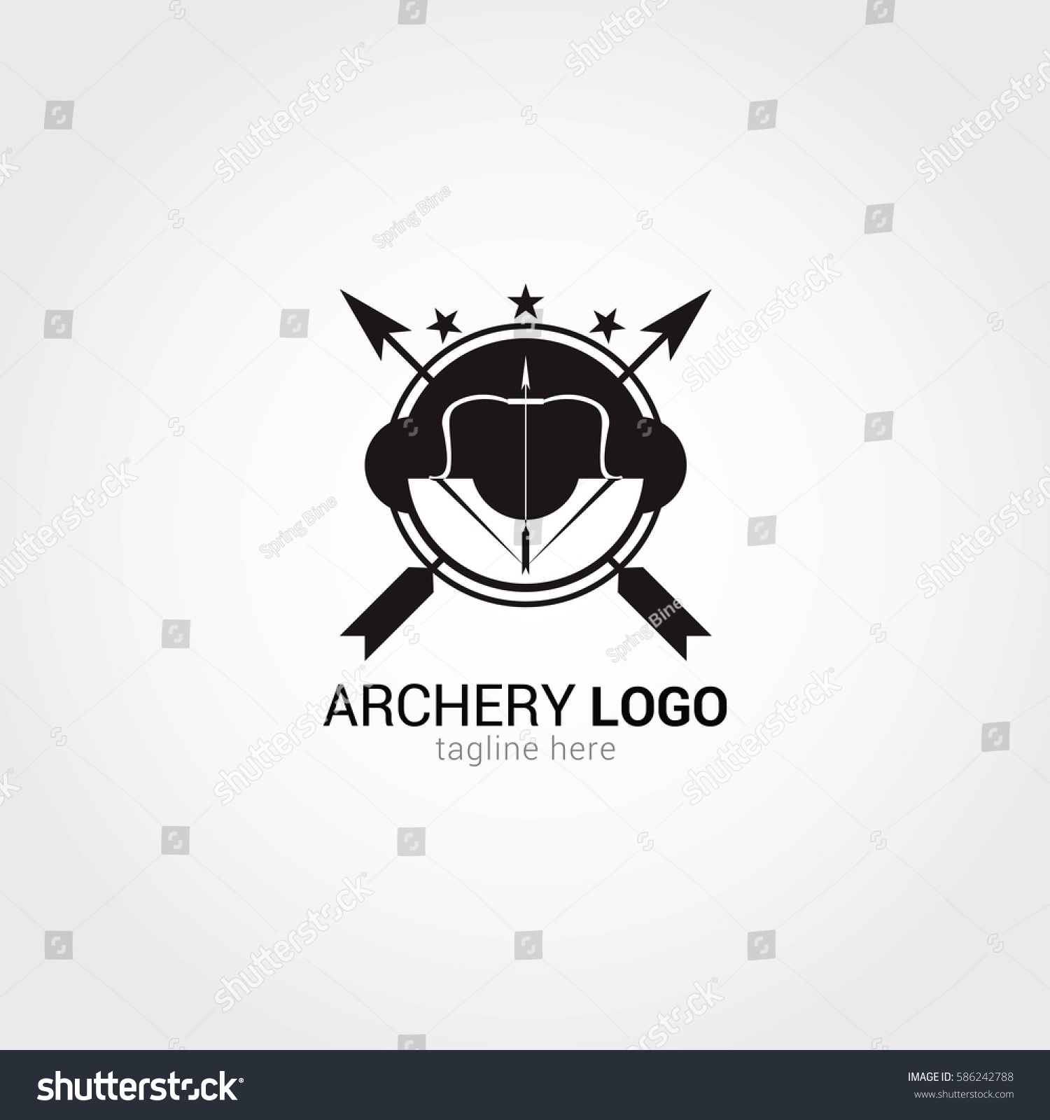 Archery Logo Design Template Vector Illustration: เวกเตอร์สต็อก (ปลอด ...