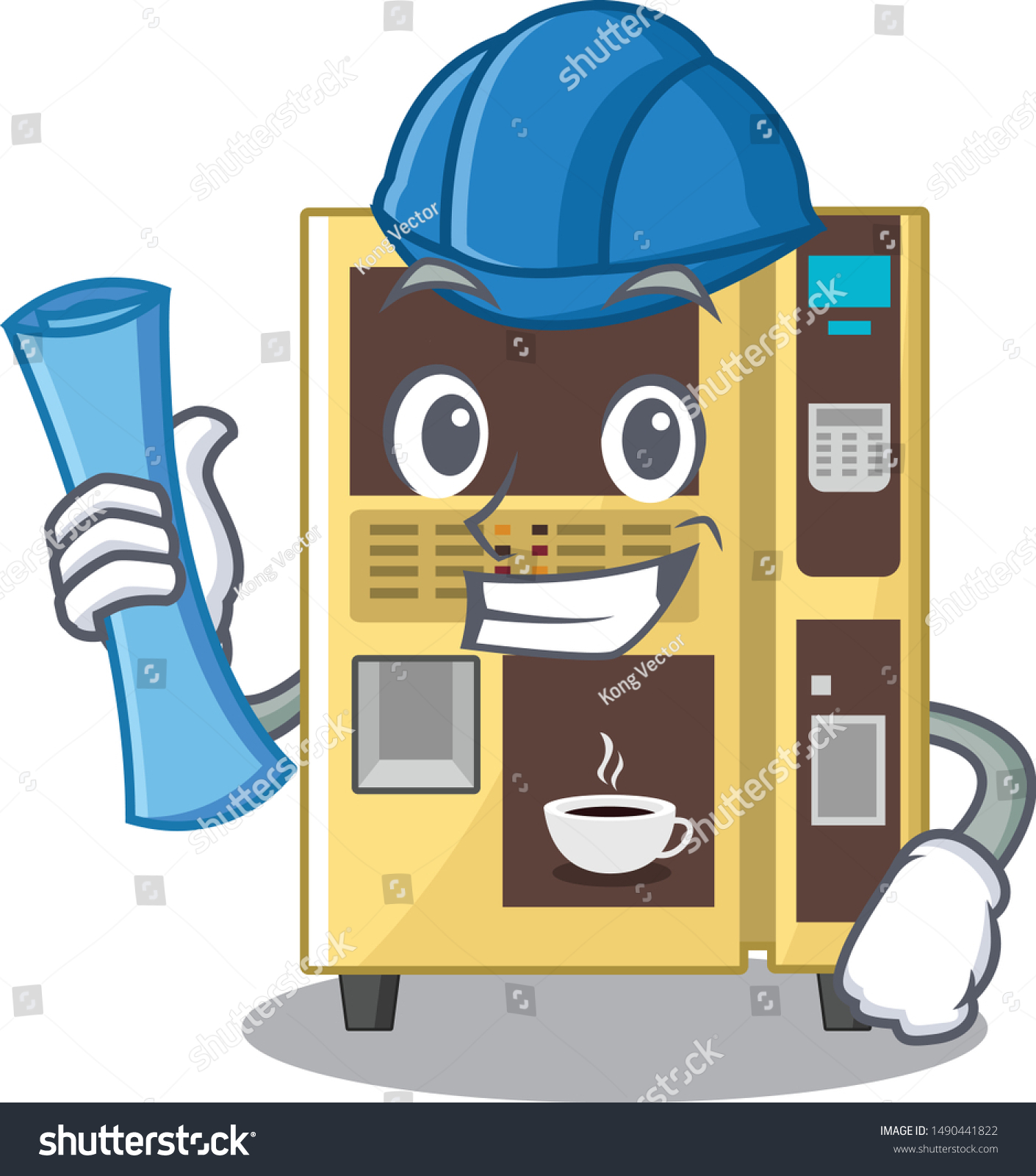 Architect Coffee Vending Machine Cartoon Shape Stock Vector (Royalty ...