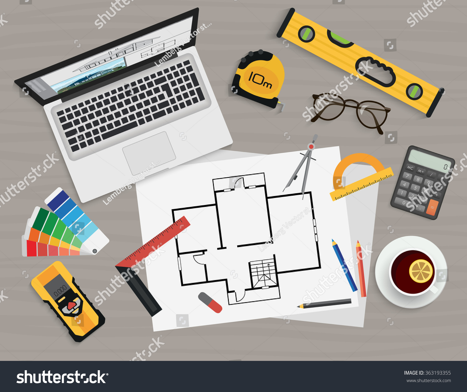 Architect Construction Engineering Planning Creating Process Stock ...