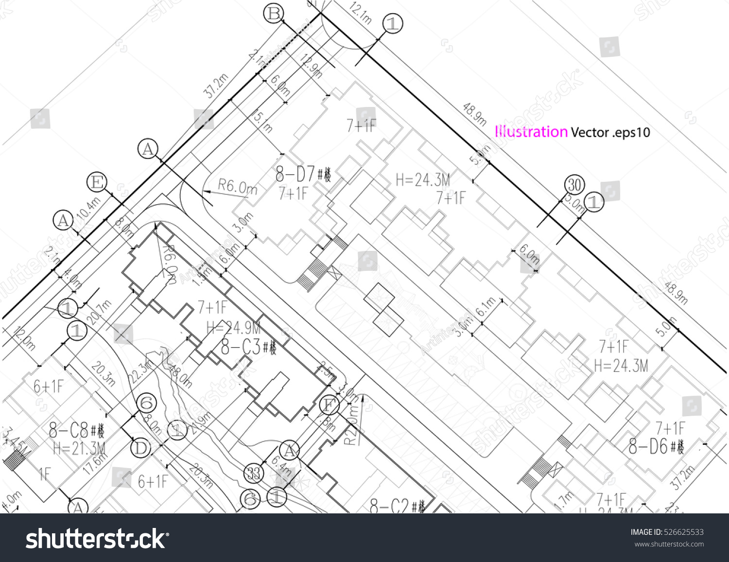 Architectural Background Architectural Plan Construction Drawing: vetor ...
