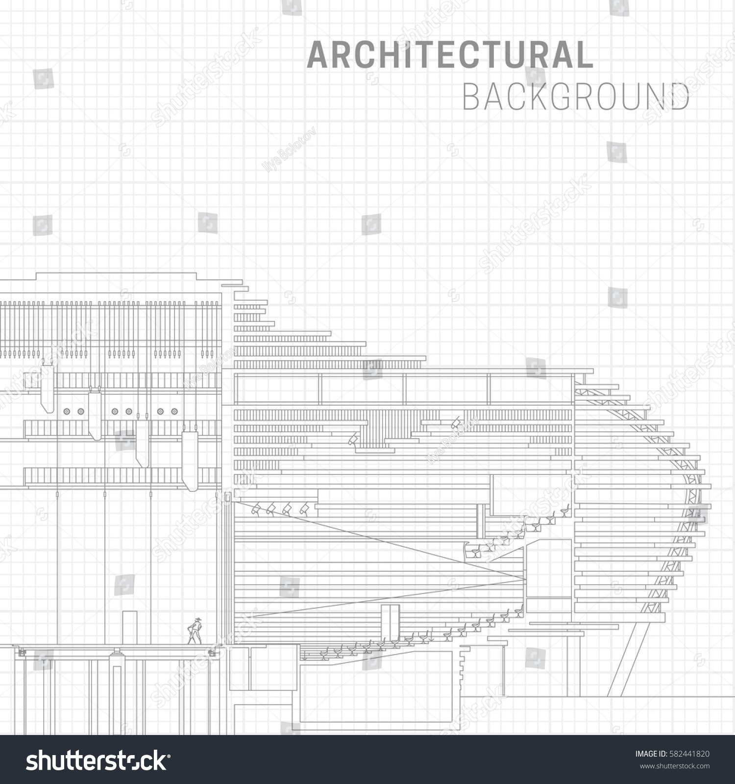 Architectural Background Technical Line Drawing On Stock Vector ...