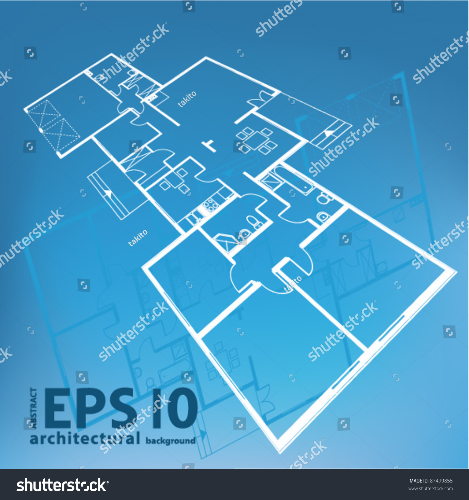 Architectural Blueprint Perspective Vector Illustration Stock Vector ...