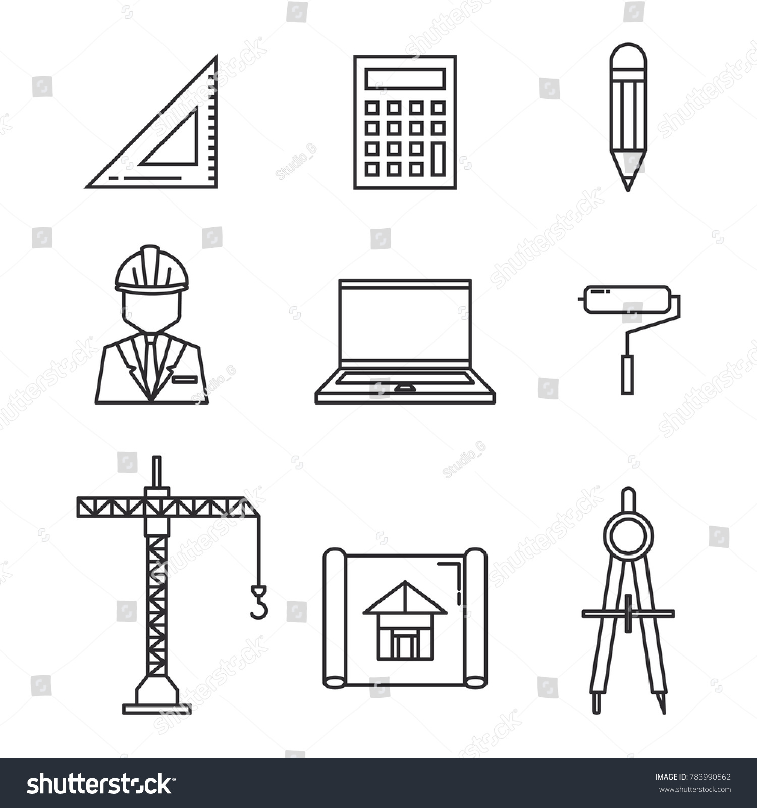 Architectural Design Set Icons Stock Vector (Royalty Free) 783990562 ...