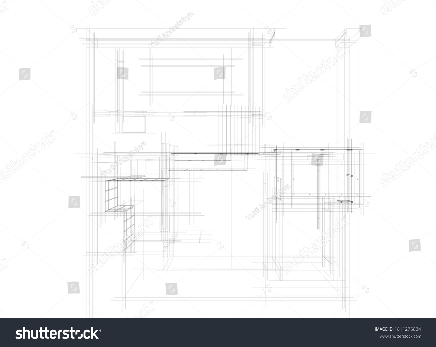 Architectural Drawing 3d Model Vector Illustration Stock Vector ...