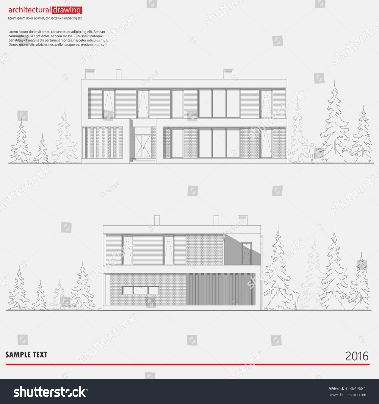 Architectural Drawing Facade Background Architectural Theme Stock ...