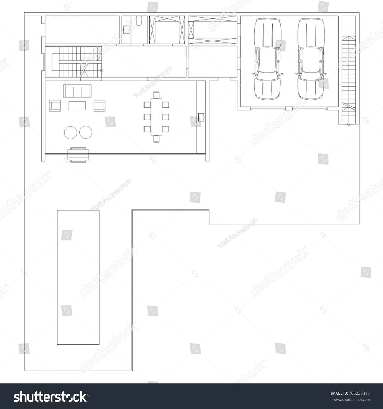 Vektor Stok Architectural Drawing House Plan Vector (Tanpa Royalti ...