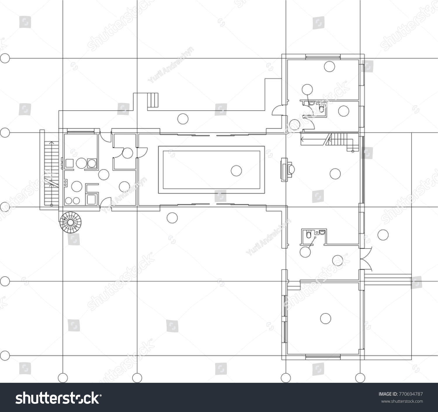 Architectural Drawing Layout Vector Illustration Stock Vector (Royalty ...