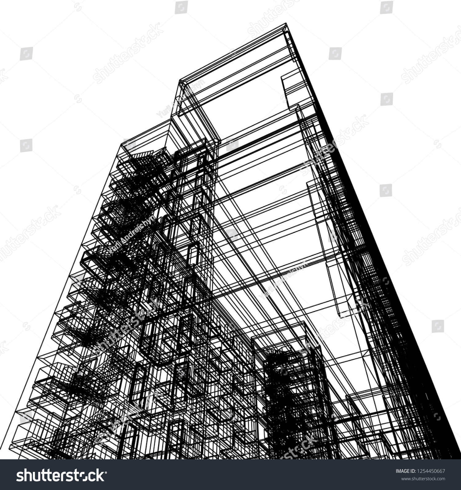 Architectural Drawing Vector 3d Illustration Stock Vector (Royalty Free ...