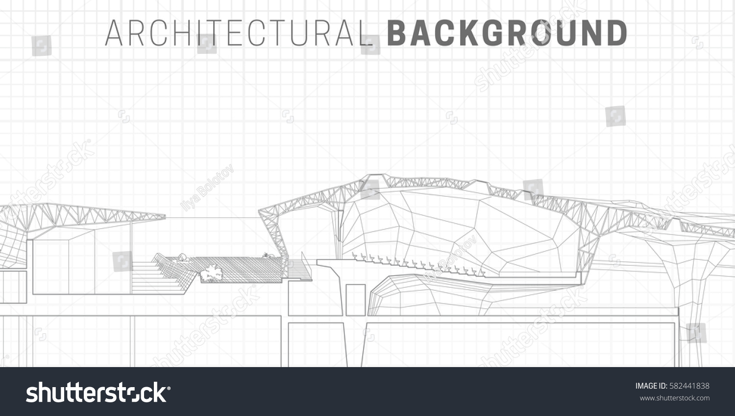 Architectural Horizontal Background Engineering Line Drawing 库存矢量图（免版税 ...
