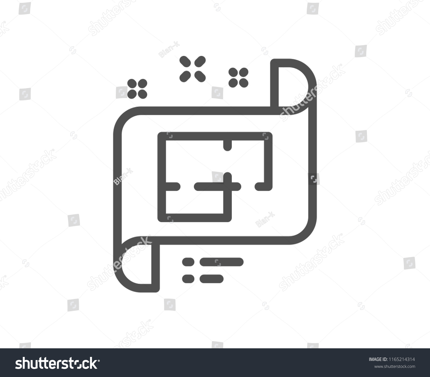 Architectural Plan Line Icon Technical Project Stock Vector (Royalty ...