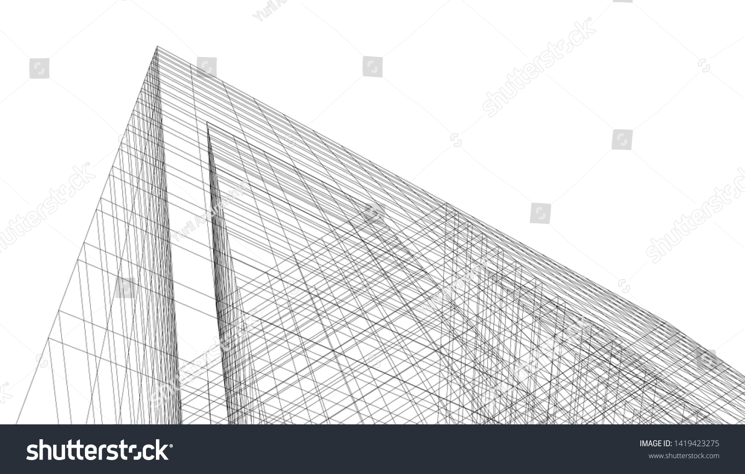 Architecture Building Linear Vector 3d Illustration Stock Vector ...