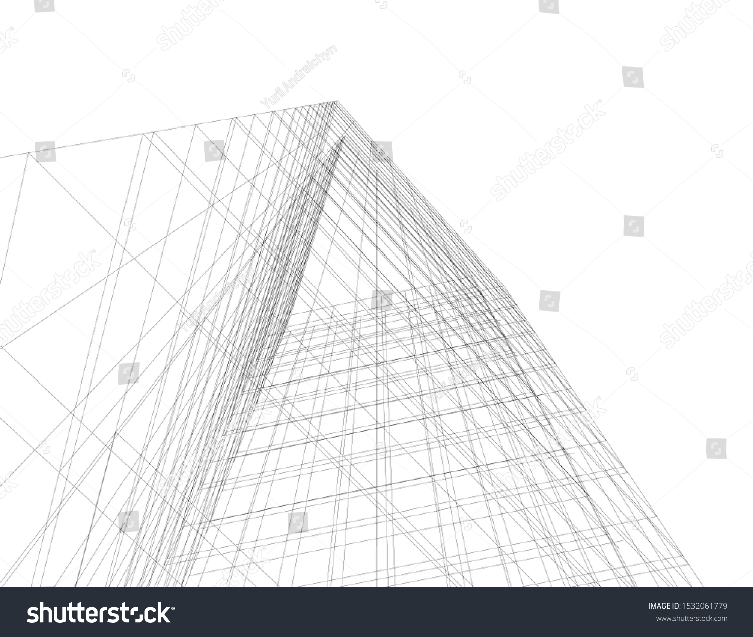 Architecture Building Linear Vector 3d Illustration Stock Vector ...