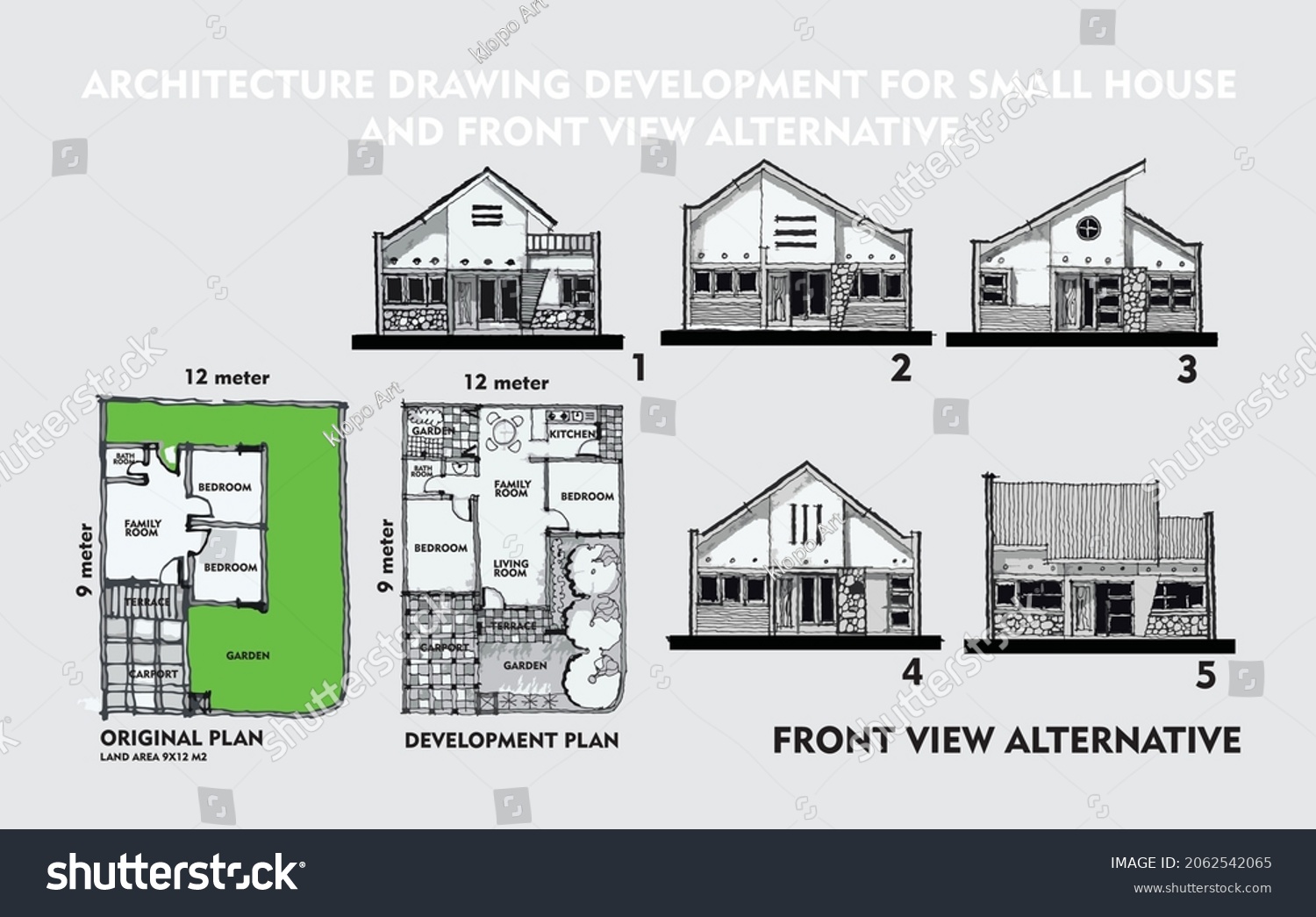 Architecture Drawing Design Development Small House Stock Vector ...