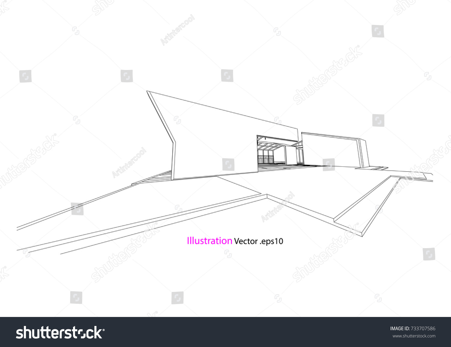 Architecture Drawing Modern Structure Steel Vector Stock Vector ...