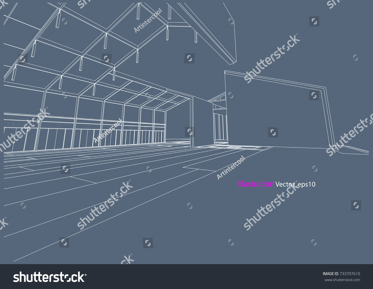 Architecture Drawing Modern Structure Steel Vector Stock Vector ...