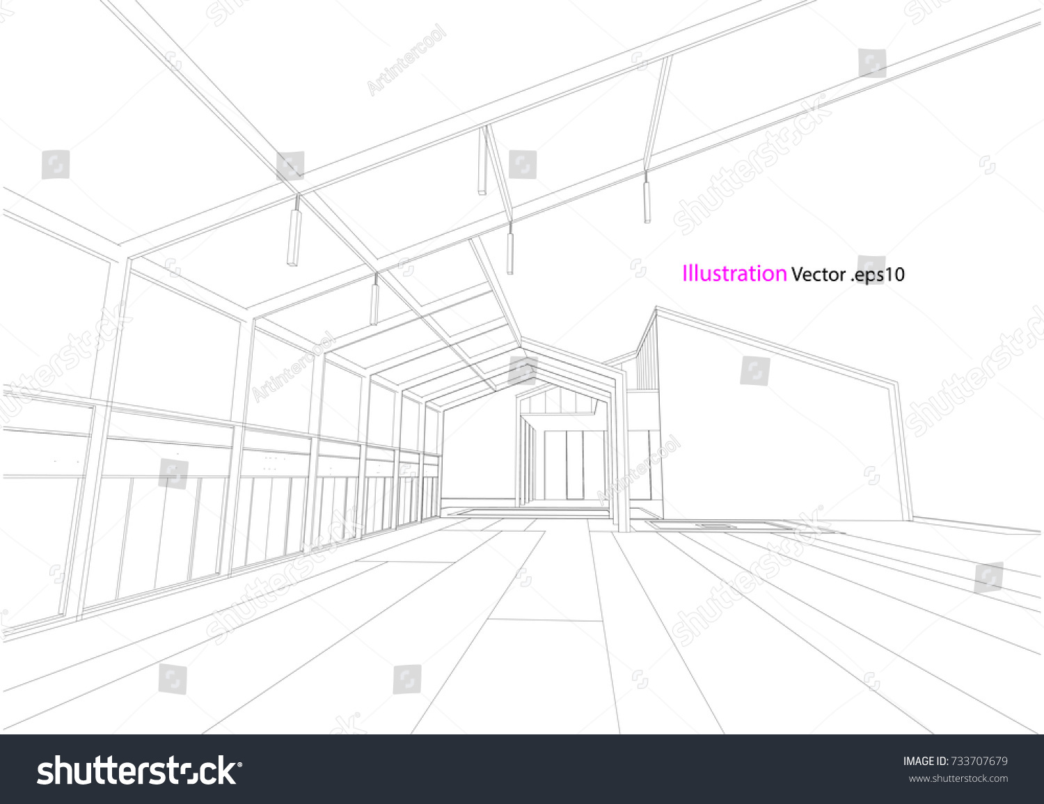 Architecture Drawing Modern Structure Steel Vector Stock Vector ...
