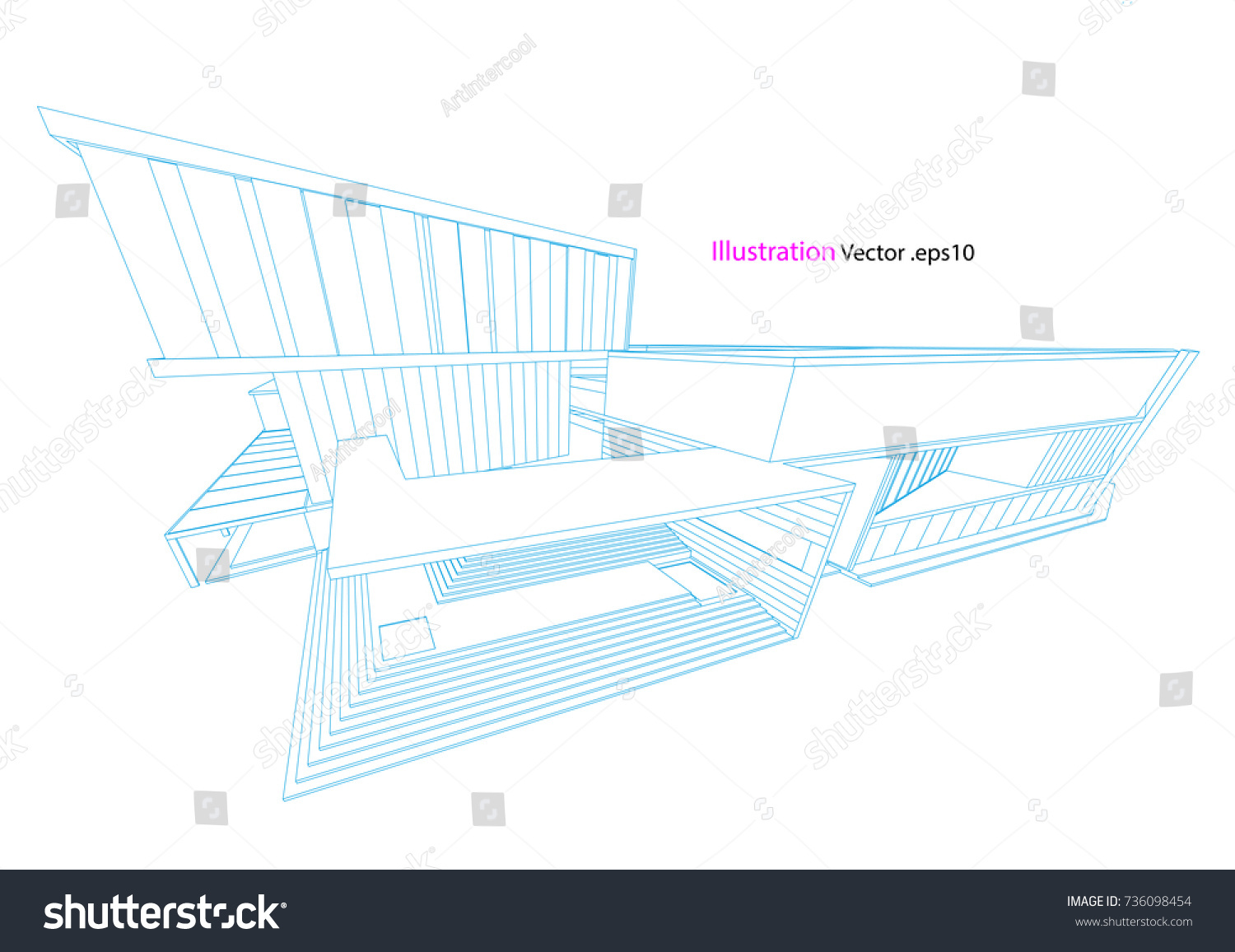 Architecture Drawing Modern Structure Steel Vector Stock Vector ...