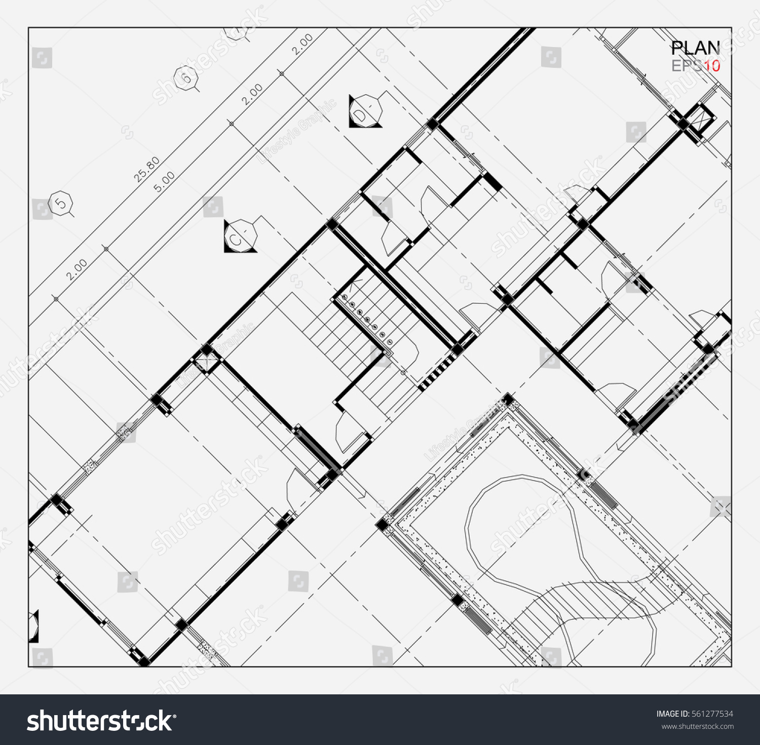 Architecture Floor Plan Background Construction Drawing Stock Vector ...