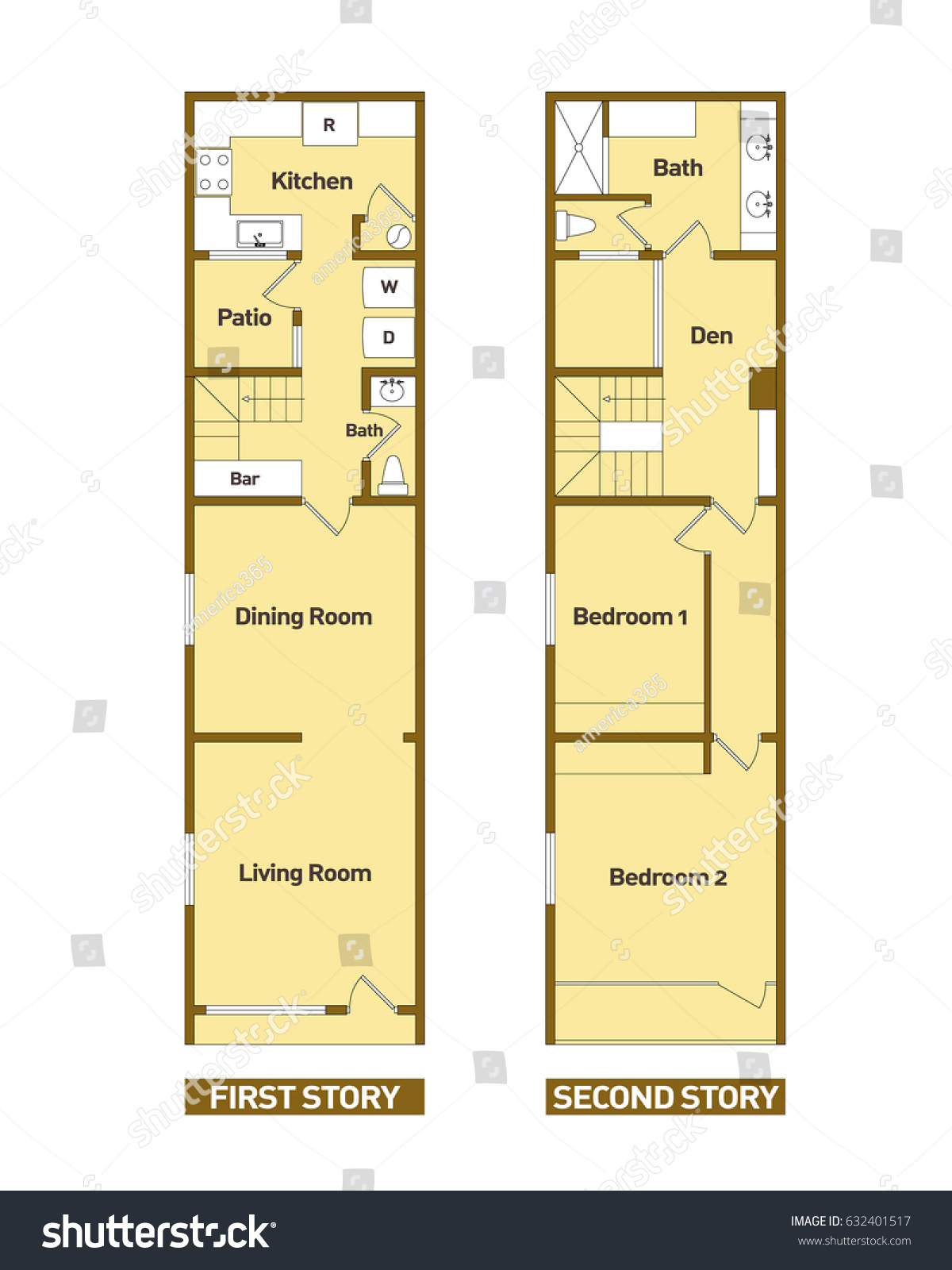 Architecture Floor Plans Modern House Stock Vector (Royalty Free) 632401517