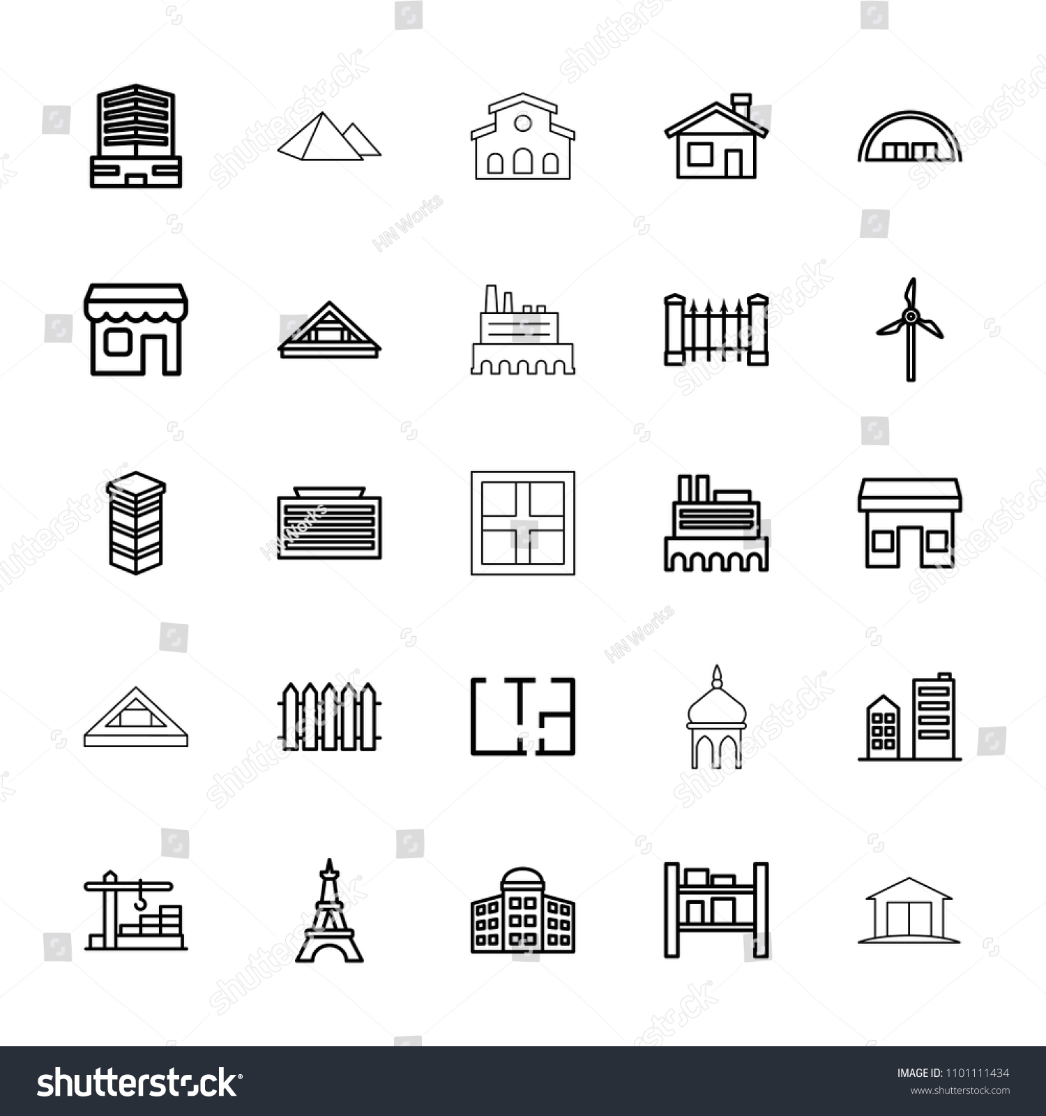 Architecture Icon Collection 25 Architecture Outline Stock Vector ...