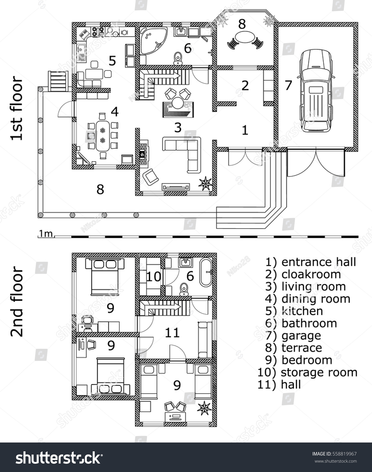 Vektor Stok Architecture Plan Top View Vector Illustration (Tanpa ...