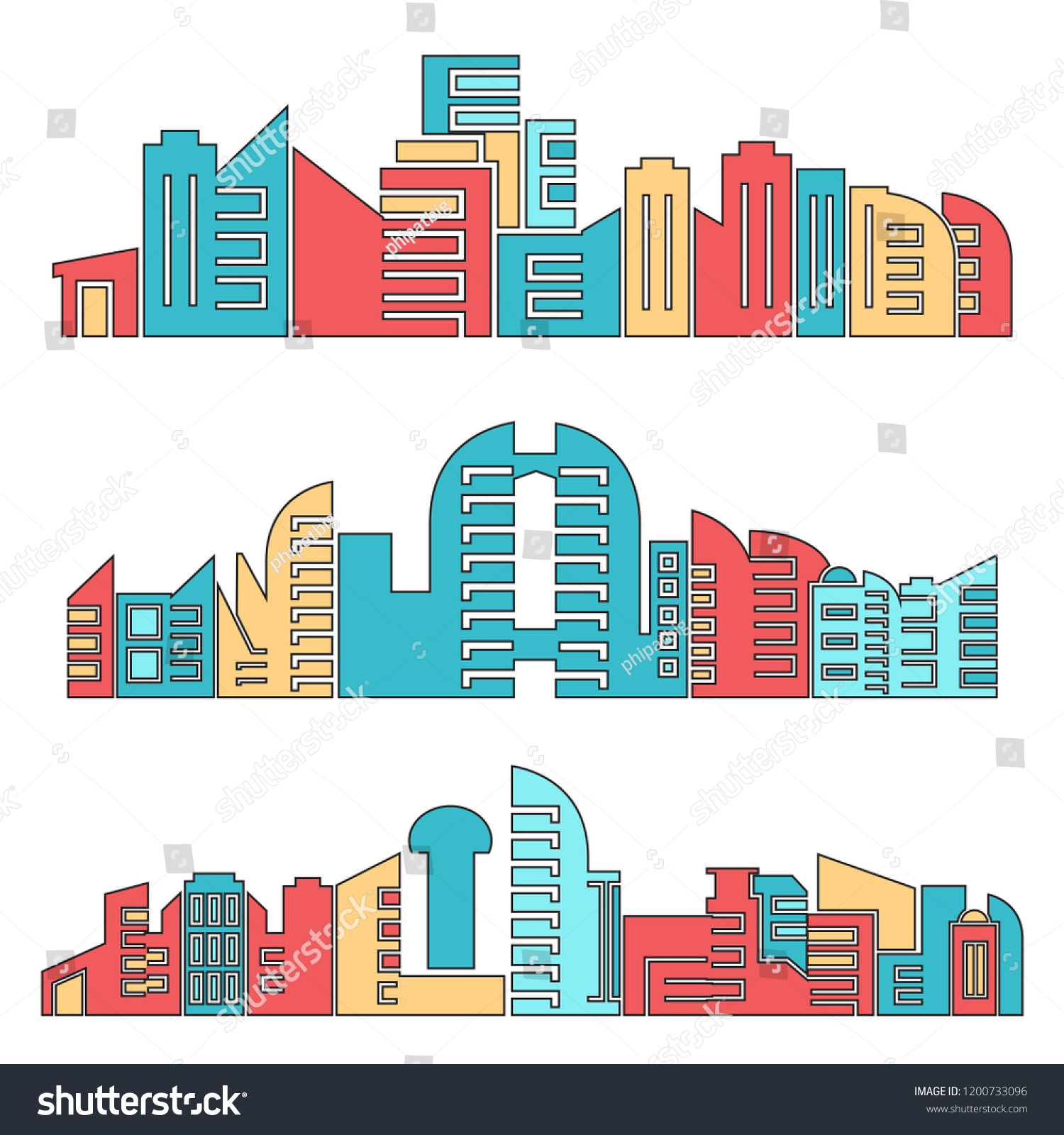 Architecture Skyscraper Skyline Vector Set Stock Vector (Royalty Free ...
