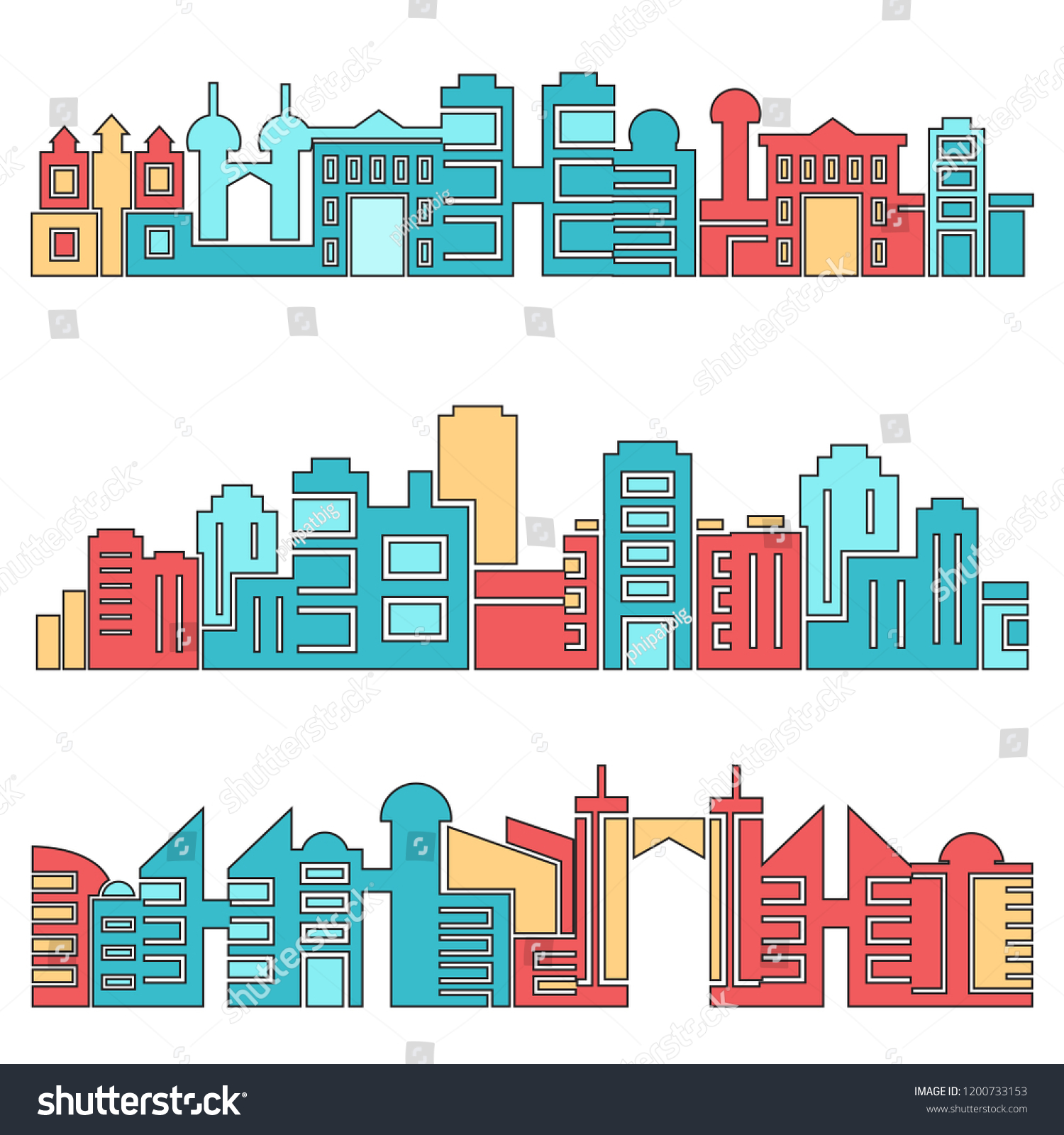 Architecture Skyscraper Skyline Vector Set Stock Vector (Royalty Free ...