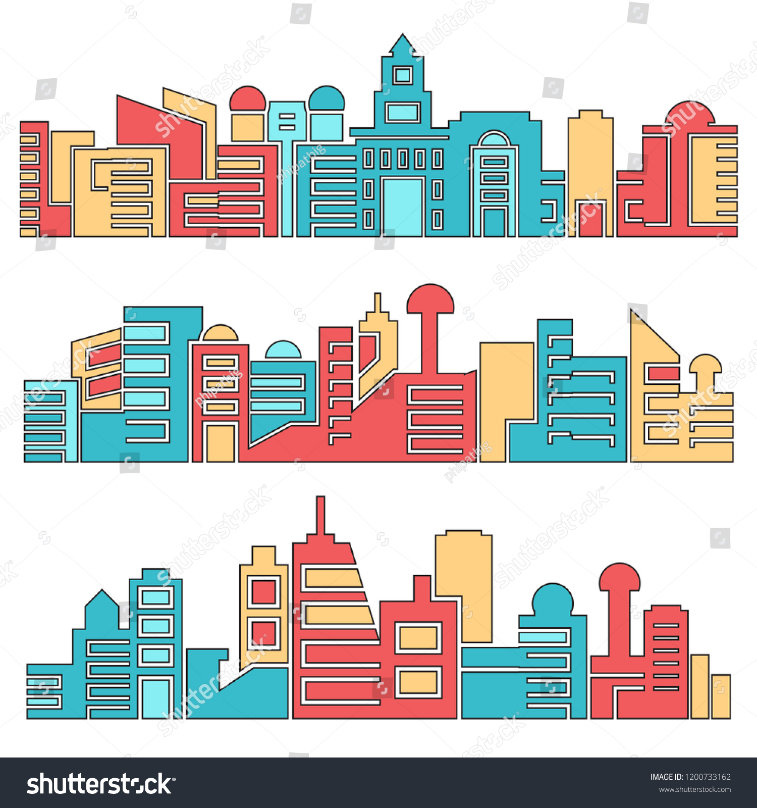 Architecture Skyscraper Skyline Vector Set Stock Vector (Royalty Free ...