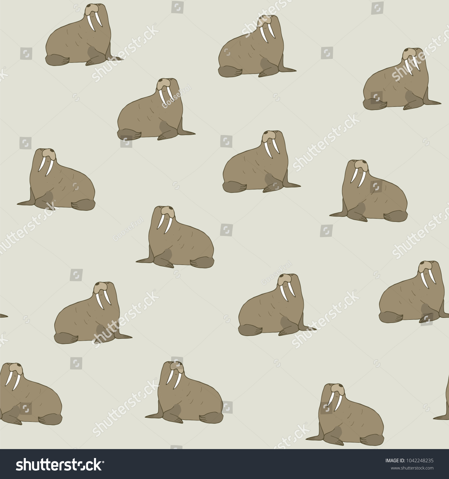 Arctic Walrus Animal Vector Doodle Seamless Stock Vector (Royalty Free ...