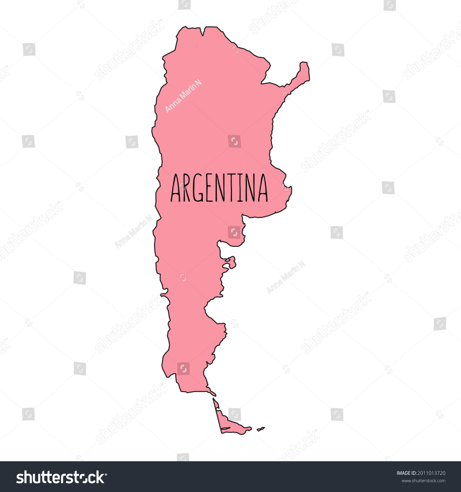 Argentina Outline Map Vector Editable Stock Vector (Royalty Free ...