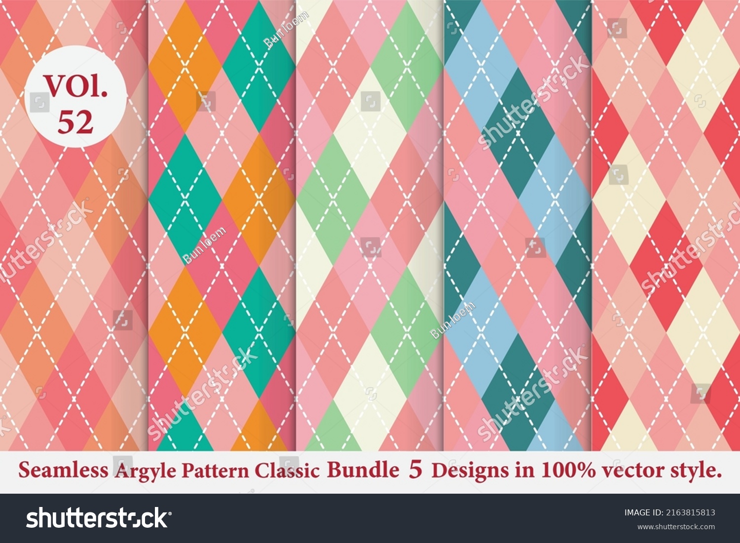 Argyle Pattern Vector Bundle 5 Designs Stock Vector (Royalty Free ...